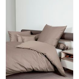 Bettw&auml;sche Janine "Colors", braun (cappuccino), B/L: 240cm x 220cm, 1 Stk., 2 Stk., Mako-Satin, B/L: 80cm x 80cm & 80cm x 80cm, 3 Stk., Mako-Satin, Obermaterial: 100% Baumwolle, Bettw&auml;sche, Bettw&auml;sche, feinf&auml;dige uni Bettw&auml;sche f&uuml;r alle Jahreszeiten, Markenrei&szlig;verschluss