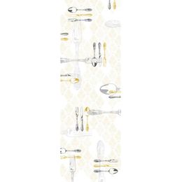 Fototapete ARCHITECTS PAPER "Best Silver Bright", beige (creme, gelb), B:1m L:2,8m, Vlies, Tapeten, Tapete Restaurant Creme Wei&szlig; Panel 1,00m x 2,80m