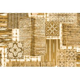 Fototapete ARCHITECTS PAPER "Atelier 47 Patchwork 3", wei&szlig; (wei&szlig;, hellgold, schwarz), B:4m L:2,7m, Vlies, Tapeten, Vlies, Wand, Schr&auml;ge, Decke
