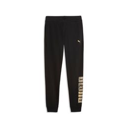 Trainingshose Puma "ESS LOGO LAB METALLIC SWEATPANTS TR CL", Herren, Gr. S, N-Gr, Puma schwarz, Sweatware, Obermaterial: 68% Baumwolle, 32% Polyester, bedruckt, regular fit normal, Hosen Trainingshose, mit Eingrifftaschen, Regular Fit, sportlicher Stil