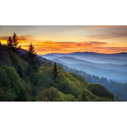 Fototapete papermoon "GEBIRGE-FLUSS SEE BERGE WALD HIMMEL BACH SONNE WOLKEN", bunt, B:4,5m L:2,8m, Vlies, Tapeten