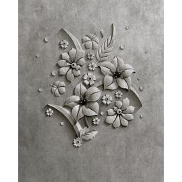 Livingwalls Fototapete LIVING WALLS "Walls by Patel Relief 1", grau, B:2m L:2,5m, Vlies, Tapeten, Vlies, Wand, Schr&auml;ge