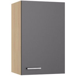 H&auml;ngeschrank KOCHSTATION "KS-Lucy", anthrazit, eiche hell, B:45cm H:70,4cm T:34,6cm, Schr&auml;nke, H&auml;ngeschrank, Breite 45 cm, mit 1 T&uuml;r, 2 Einlegeb&ouml;den, Soft-Close