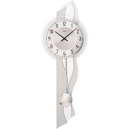 Pendelwanduhr AMS "W7476", silber (silberfarben), Wanduhren, B/H/L: 23cm x 8cm x 64cm, Quarzuhr,Holzgeh&auml;use,Esszimmer,Wohnzimmer,Made in Germany