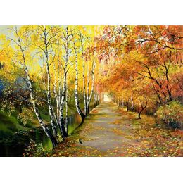 Fototapete papermoon "Herbststra&szlig;e", bunt, B:5m L:2,8m, Vlies, Tapeten