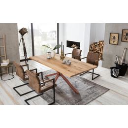 Esstisch Sit "Tops&Tables", beige (natur, braun, braun, natur), B:200cm H:76cm T:100cm, Tische, Esstisch, Tischplatte auf 4 cm aufgedoppelt