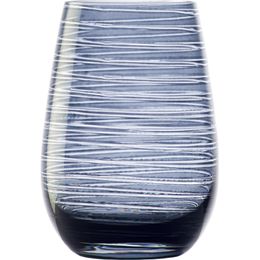 Becher ST&Ouml;LZLE "TWISTER", blau (graublau), H:12cm &Oslash;:8,5cm, Glas, Trinkgef&auml;&szlig;e, Becher, 6-teilig