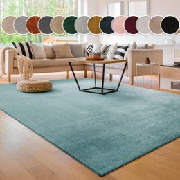 Teppich Paco Home "Cadiz 630", blau (t&uuml;rkis), B:200cm H:14mm L:280cm, Polyester, Teppiche, Teppich, Uni-Farben, besonders weich, waschbar, auch als L&auml;ufer erh&auml;ltlich