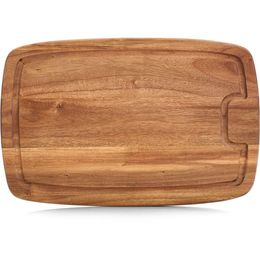 Schneidebrett zeller PRESENT, braun, B:26cm H:1,5cm L:40cm, Massivholz, Schneidebretter, mit Saftrille