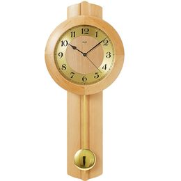 Funk-Pendelwanduhr AMS "F5165/16", braun (erlefarben), Wanduhren, B/H/L: 25cm x 10cm x 62cm, Quarzuhr, Holz-/Glasgeh&auml;use, Erle,Esszimmer,Wohnzimmer,Made in Germany
