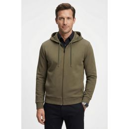 Kapuzensweatjacke BOSS Green "Saggy", Herren, Gr. L, schwarz beige257, Sweatware, Obermaterial: 95% Baumwolle, 5% Elasthan, regular fit h&uuml;ftlang, hoch geschlossener Ausschnitt, weit elastischer Bund, Sweatjacken Kapuzensweatjacke, mit BOSS Aufdruck