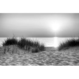 Fototapete papermoon "Strand Schwarz & Wei&szlig;", schwarz (schwarz, wei&szlig;), B:4,5m L:2,8m, Vlies, Tapeten
