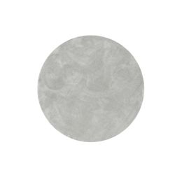 Teppich WECON HOME BASICS "Emilia", hellgrau, H:25mm &Oslash;:120cm, Polyester, Teppiche, Teppich, Hochflorteppich, getuftet, modern, einfarbig, flauschig, Wohnzimmer