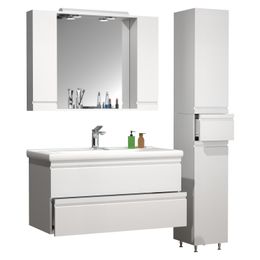 Waschtisch Vcm "4-tlg. Waschplatz Waschtisch Schubladen Silora XL", wei&szlig;, B:130cm T:46cm, Schr&auml;nke, Waschtisch