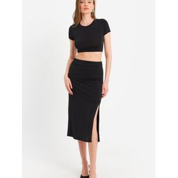 Cool & Sexy Set: T-Shirt und Rock Damen Gr&ouml;&szlig;e 38 schwarz