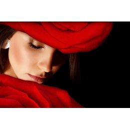 Fototapete papermoon "Frau mit Rosen", bunt, B:5m L:2,8m, Vlies, Tapeten