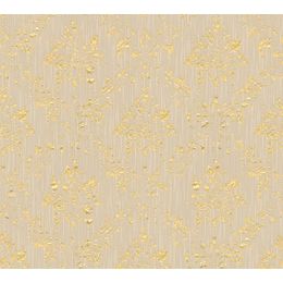 Textiltapete ARCHITECTS PAPER "Metallic Silk", beige (beige gold), B:0,53m L:10,05m, Viskose, Vlies, Tapeten, Ornament Tapete Barock Tapeten Wohnzimmer Schlafzimmer K&uuml;che Design
