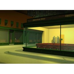 Fototapete papermoon "American Diner bei Nacht", bunt, B:4m L:2,6m, Vlies, Tapeten