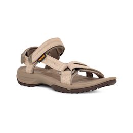 Sandale Teva "TERRA FI LITE SUEDE WOMEN", Damen, Gr. 37, grau (feather grau), Leder, Synthetik, Schuhe Sandale, mit Klettverschluss, Gummilaufsohle, aus Premium Velour-Leder