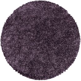 Hochflor-Teppich Ayyildiz Teppiche "SYDNEY 3000", lila (violett), H:30mm &Oslash;:80cm, Polypropylen (PP), Teppiche, Shaggy, Langflor, uni, auch rechteckig, Wohnzimmer