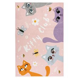 Kinderteppich Kayoom "Wonder 129", rosa, B:115cm H:8mm L:160cm, Polyester, Teppiche, Kinderteppich, Kurzflor, Vegan, Fu&szlig;bodenheizungsgeeignet