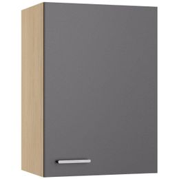 H&auml;ngeschrank KOCHSTATION "KS-Lucy", anthrazit, eiche hell, B:50cm H:70,4cm T:34,6cm, Schr&auml;nke, H&auml;ngeschrank, Breite 50 cm, mit 1 T&uuml;r, 2 Einlegeb&ouml;den, Soft-Close