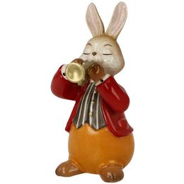 Osterhase Goebel "Figur Hase - Eifriger Trompeter", bunt, B:4cm H:8cm T:6cm, Steingut, Dekofiguren, Osterfigur, Dekofigur, Ostern, Osterdekoration