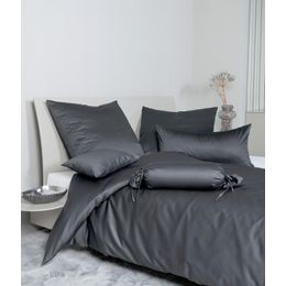 Bettw&auml;sche Janine "Colors", grau (titan), B/L: 200cm x 220cm, 1 Stk., 2 Stk., Mako-Satin, B/L: 80cm x 80cm & 80cm x 80cm, 3 Stk., Mako-Satin, Obermaterial: 100% Baumwolle, Bettw&auml;sche, Bettw&auml;sche, feinf&auml;dige uni Bettw&auml;sche f&uuml;r alle Jahreszeiten, Markenrei&szlig;verschluss