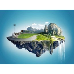 Fototapete papermoon "Surreale Himmelsinsel", bunt, B:3,5m L:2,6m, Vlies, Tapeten