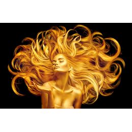Fototapete papermoon "GOLDENE FRAU PORTRAIT", bunt, B:4m L:2,6m, Vlies, Tapeten