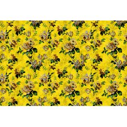 Livingwalls Fototapete LIVING WALLS "Walls by Patel Wild Roses 5", gelb, B:4m L:2,7m, Vlies, Tapeten, Vlies, Wand, Schr&auml;ge