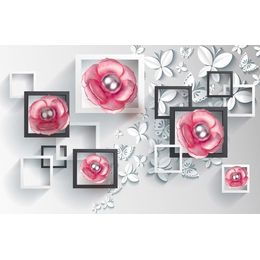 Fototapete papermoon "Muster mit Blumen", bunt, B:5m L:2,8m, Vlies, Tapeten