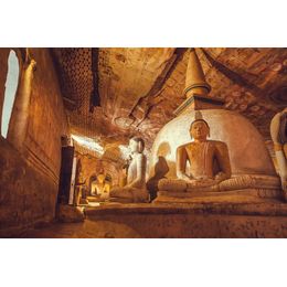 Fototapete papermoon "Buddah Figuren", bunt, B:4m L:2,6m, Vlies, Tapeten