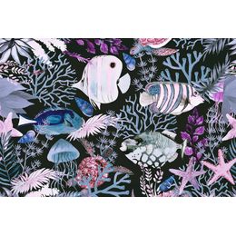 Livingwalls Fototapete LIVING WALLS "ARTist Underwater", bunt (blau, rosa, schwarz), B:4m L:2,7m, Vlies, Tapeten, Vlies, Wand, Schr&auml;ge