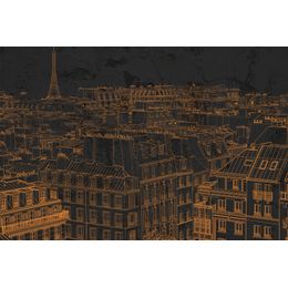 Fototapete ARCHITECTS PAPER "Atelier 47 View of Paris 1", schwarz, B:4m L:2,7m, Vlies, Tapeten, Vlies, Wand, Schr&auml;ge, Decke
