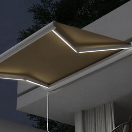 Kassettenmarkise Curve LED | 3,5 x 3 m, wei&szlig;, Stoff: toffee, Uni
