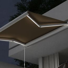 Kassettenmarkise Curve LED | 4 x 3 m, wei&szlig;, Stoff: mokka, Uni