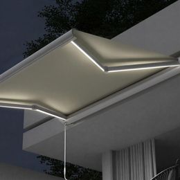 Kassettenmarkise Curve LED | 4,5 x 3,5 m, wei&szlig;, Stoff: creme, Uni