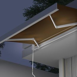 Kassettenmarkise Quadris LED | 3,45 x 3 m, wei&szlig;, Stoff: toffee, Uni | paramondo Markise