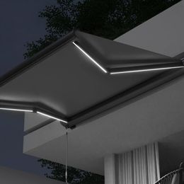Kassettenmarkise Curve LED | 5 x 3,5 m, anthrazit, Stoff: anthrazit, Uni