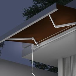Kassettenmarkise Quadris LED | 4,95 x 3,5 m, wei&szlig;, Stoff: mokka, Uni | paramondo Markise