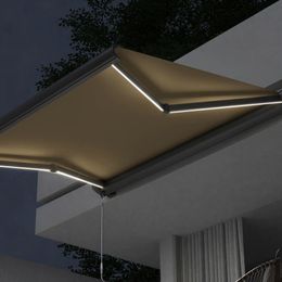 Kassettenmarkise Curve LED | 4,5 x 3,5 m, anthrazit, Stoff: toffee, Uni