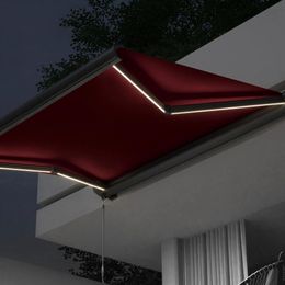 Kassettenmarkise Curve LED | 5 x 3,5 m, anthrazit, Stoff: weinrot, Uni