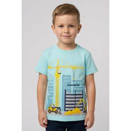 T-Shirt Blue Seven, Jungen, Gr. 116, aqua, Single Jersey, Obermaterial: 100% Baumwolle, bedruckt, unifarben, Basic normal, Rundhals, Shirts T-Shirt, Basic Passform, ohne Verschluss, unifarben oder mit Druck
