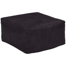 Livetastic Pouf, Schwarz, Leder, Echtleder, B&uuml;ffelleder, 13 L, F&uuml;llung: Baumwolle (recycelt), 60x35x60 cm, Indoor, Wohnzimmer, Hocker, Poufs
