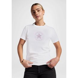 T-Shirt Converse "FLORAL CHUCK TAYLOR T-SHIRT", Damen, Gr. L (40), wei&szlig;, Obermaterial: 100% Baumwolle, Shirts T-Shirt