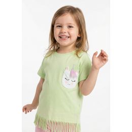 T-Shirt Blue Seven, M&auml;dchen, Gr. 116, hellgr&uuml;n, Single Jersey, Obermaterial: 100% Baumwolle, bedruckt, unifarben, normal, Rundhals, Shirts T-Shirt