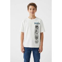 T-Shirt name it "NKMMOD FORTNITE SS NREG TOP BOX NOOS BFU", Jungen, Gr. 116, hellwei&szlig;, Jersey, Obermaterial: 95% Baumwolle, 5% Elasthan, bedruckt, normal, Rundhals, Shirts T-Shirt, Baumwollmischung, mit "Fortnite" Frontdruck