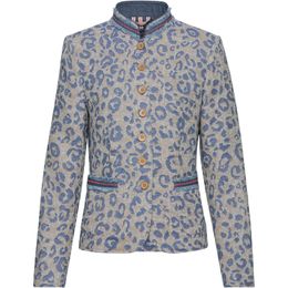WHITE LABEL Stehkragenjacke mit Leopardenmuster Bleu/Beige (Gr&ouml;&szlig;e: 48)