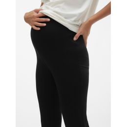 Umstandshose MAMALICIOUS "MLBRYNJA FLARE JERSEY LEGGING A. NOOS", Damen, Gr. L (40), N-Gr, schwarz, Jersey, Obermaterial: 95% Modal, 5% Elasthan, unifarben, normal, Hosen